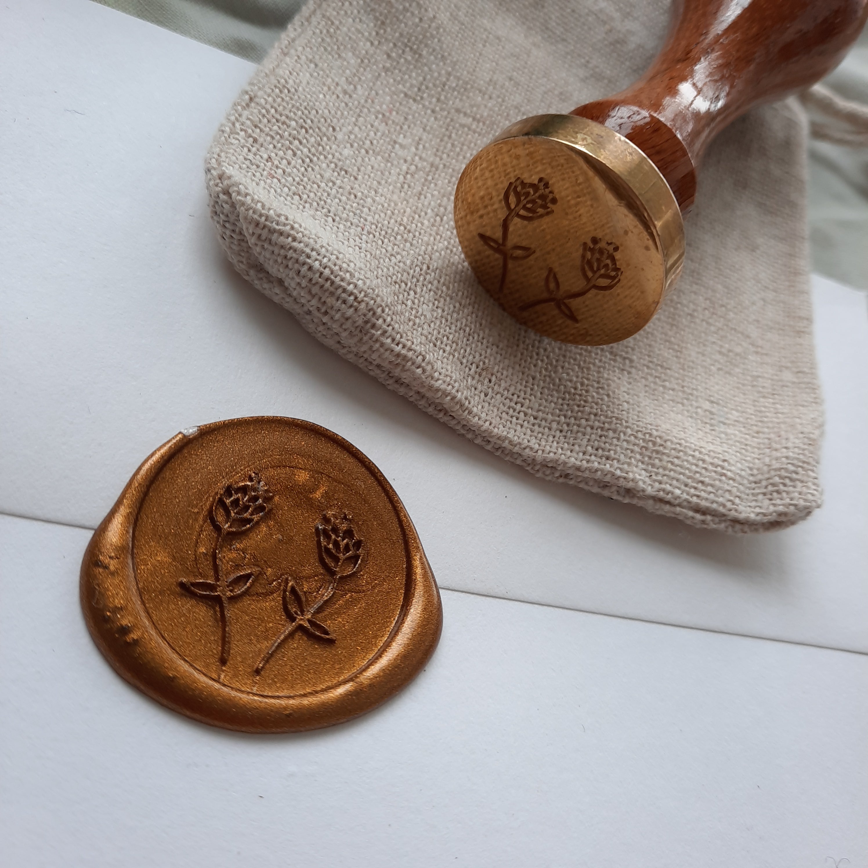'Two Buds' wax stamp – THE LITTLE BLUE BRUSH LONDON